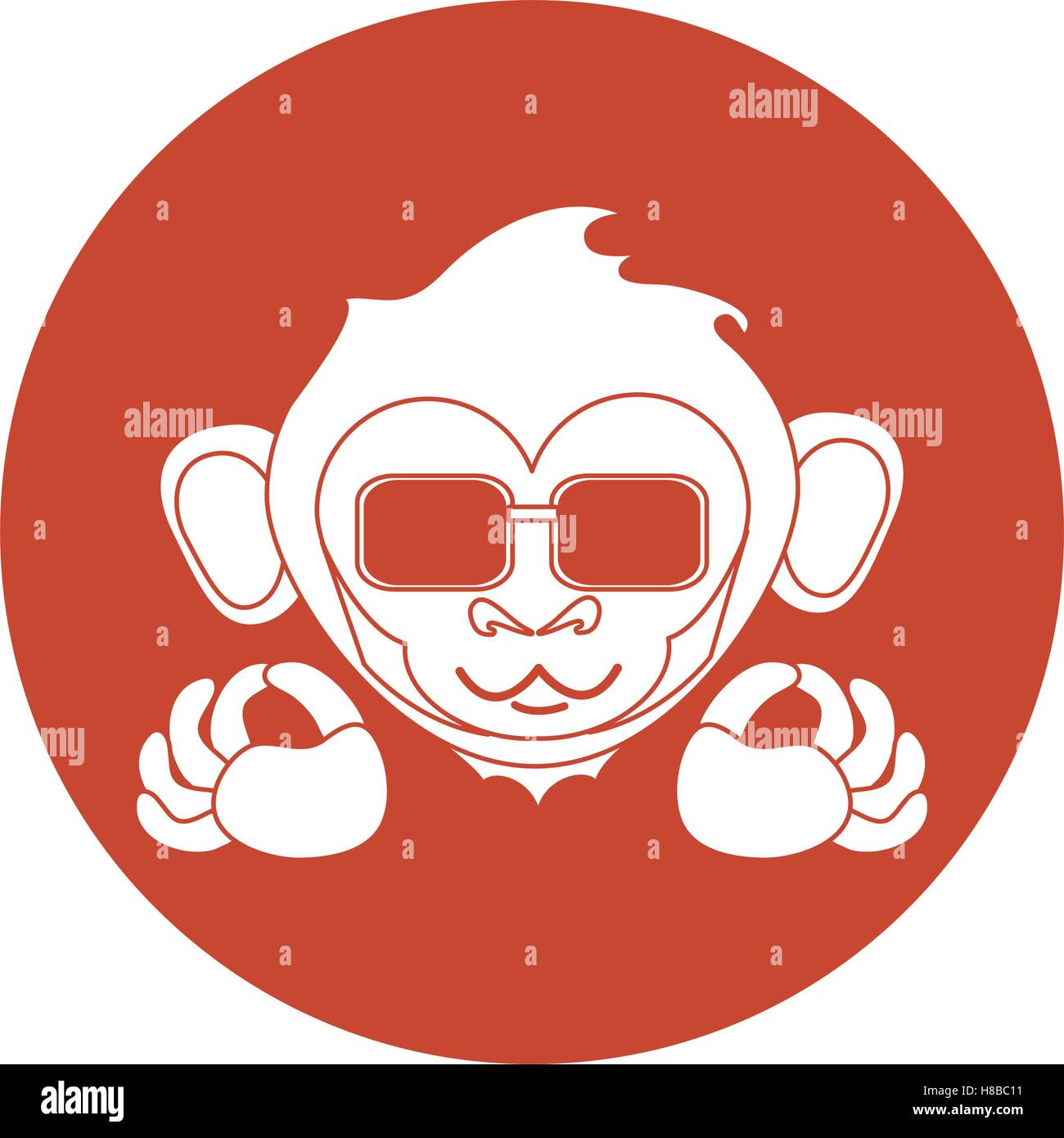 Isolated monkey silhouette inside circle design Stock Vector Image ...