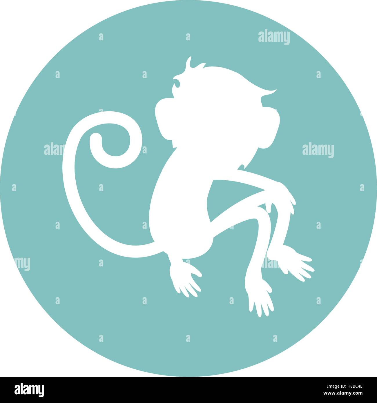 Isolated monkey silhouette inside circle design Stock Vector Image ...