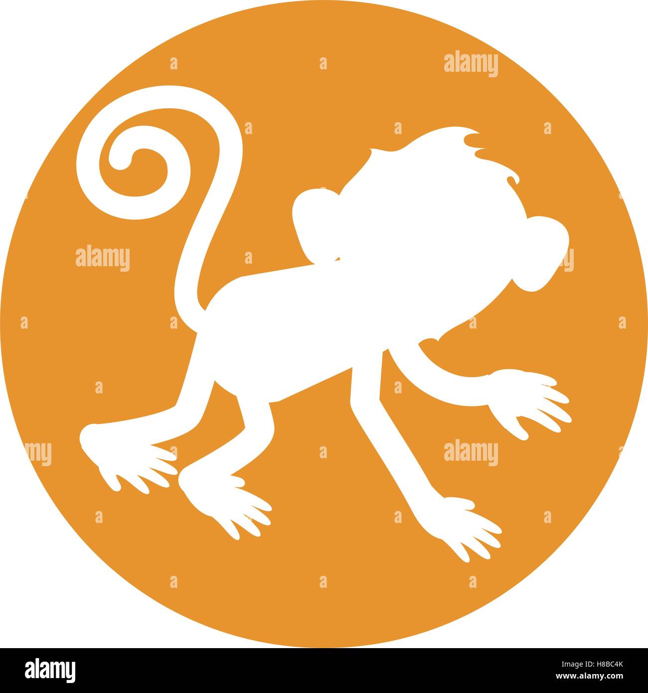 Isolated monkey silhouette inside circle design Stock Vector Image ...