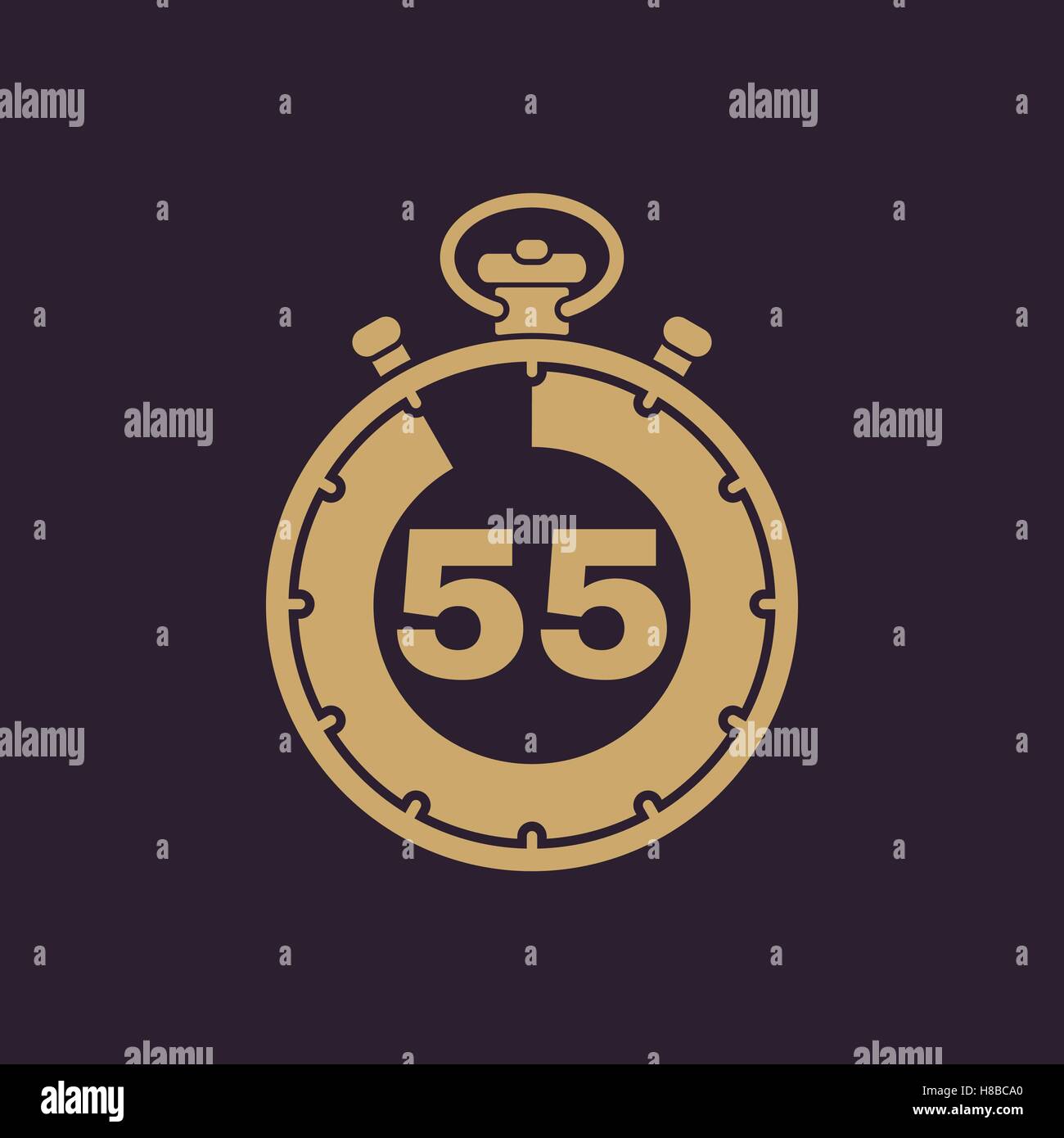 The 55 seconds, minutes stopwatch icon. Clock and watch, timer ...