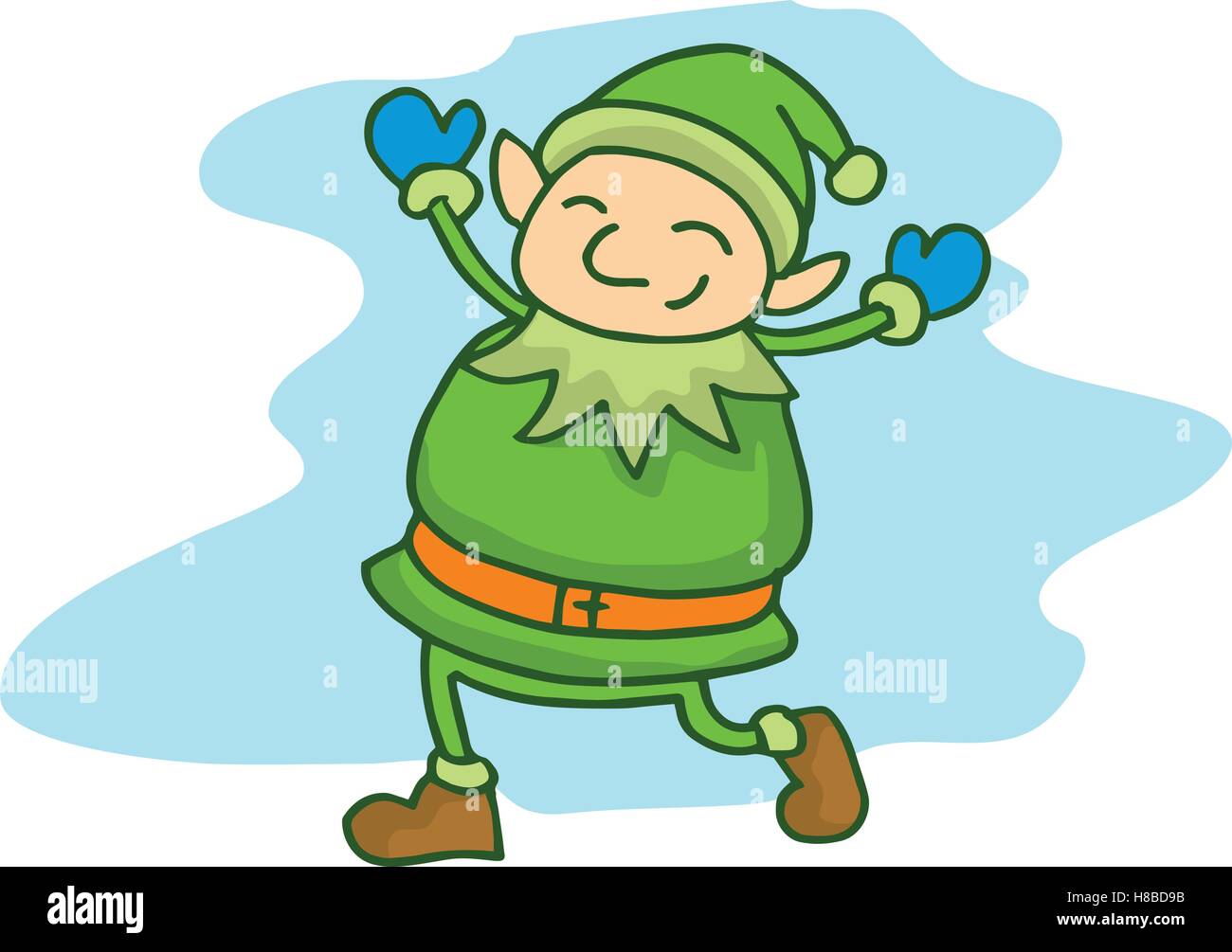 Happy green elf cartoon Chrisrmas theme Stock Vector Image & Art - Alamy