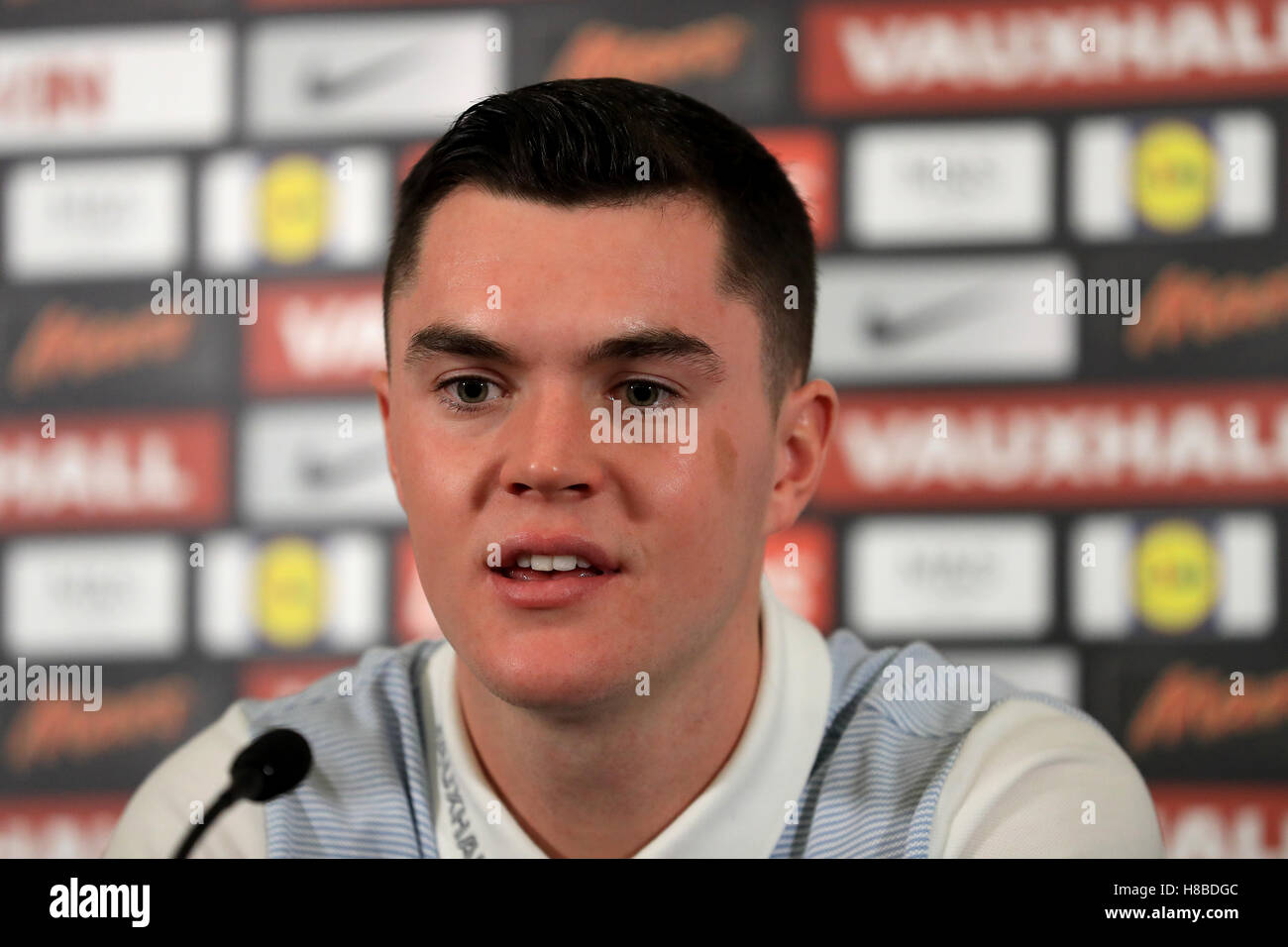 England's Michael Keane during a press conference at St George's Park ...