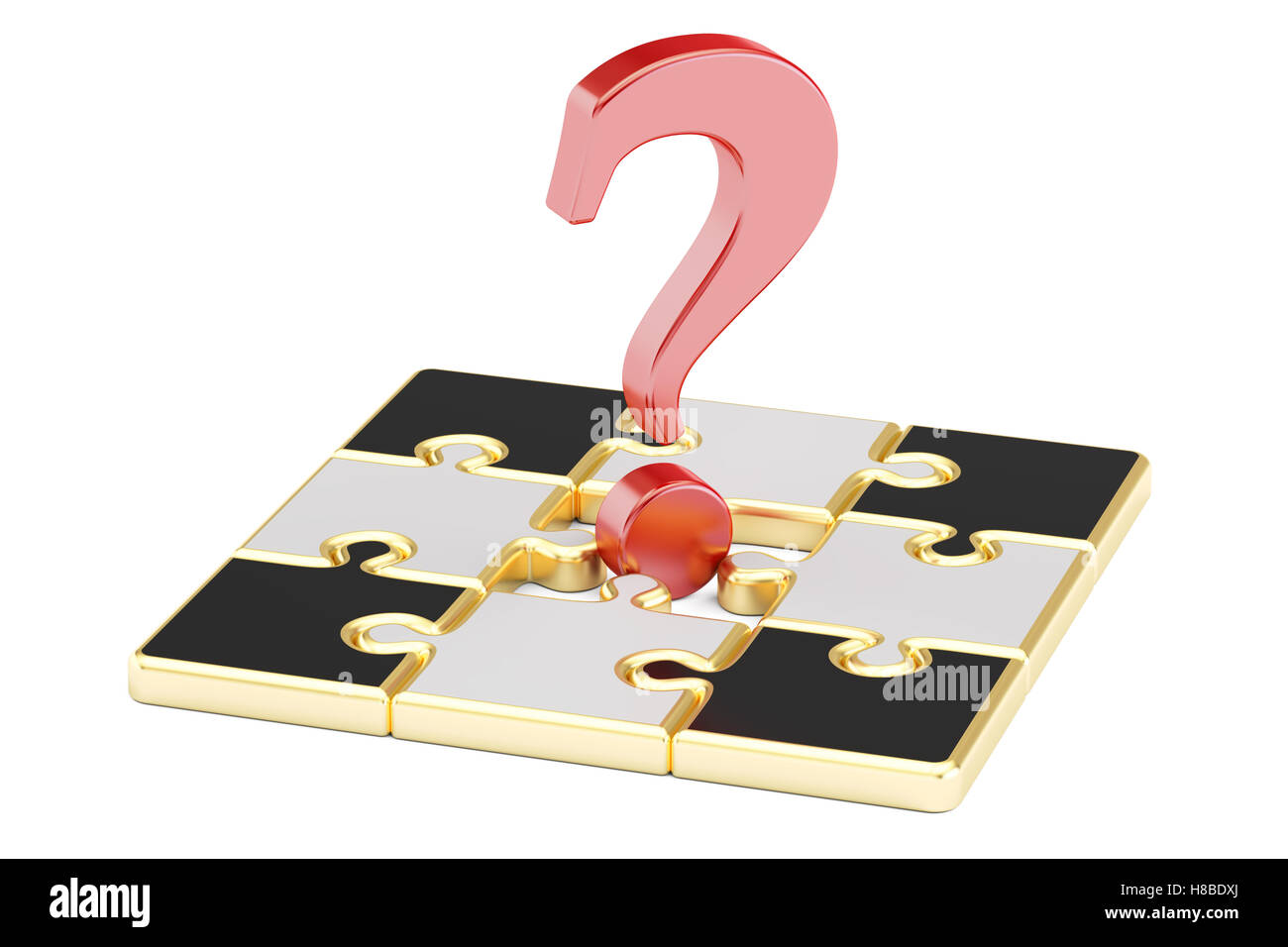 Question Mark Puzzle, 3D rendering isolated on white background Stock ...