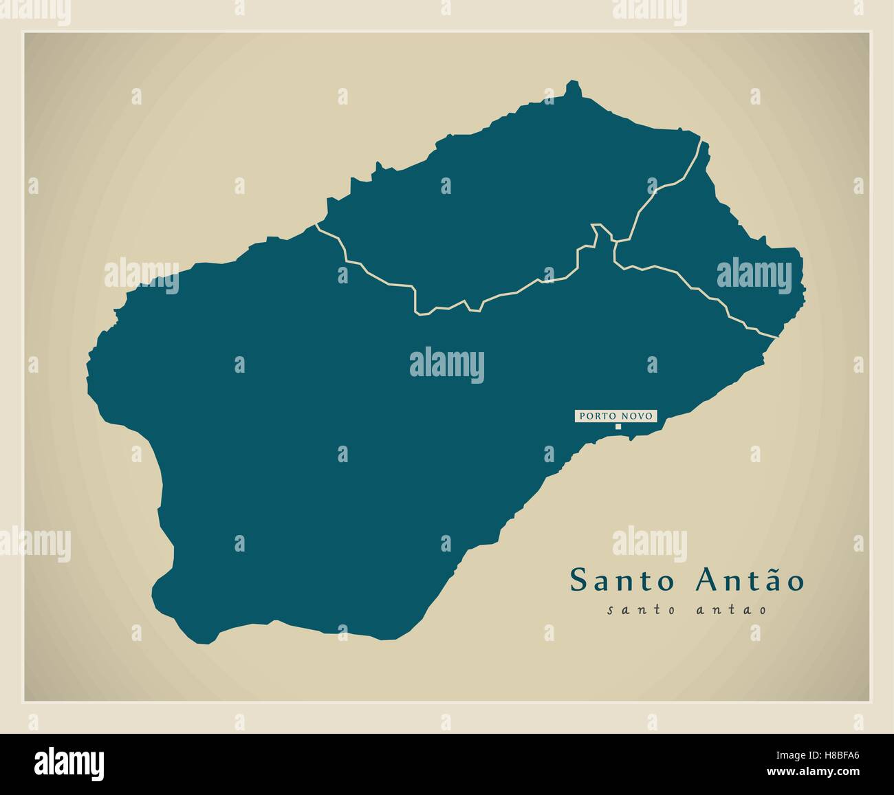 Modern Map - Santo Antao with municipalities CV Stock Vector Image ...