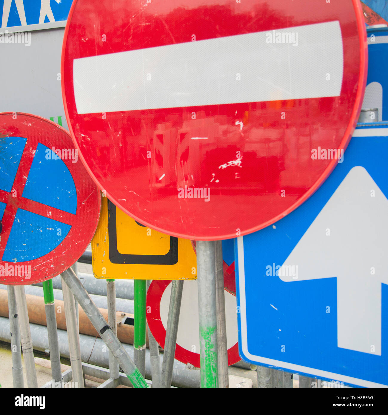 a lot of european street signs put together Stock Photo - Alamy