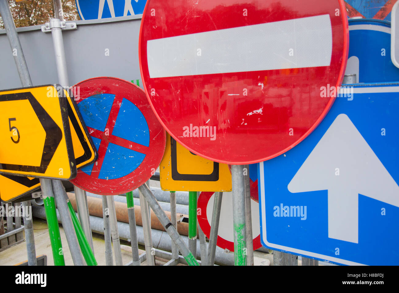 a lot of european street signs put together Stock Photo - Alamy
