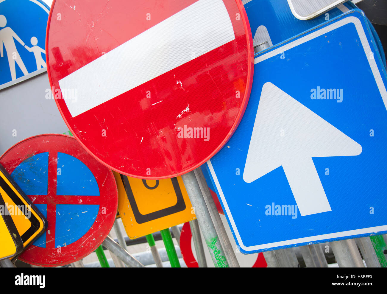 a lot of european street signs put together Stock Photo - Alamy
