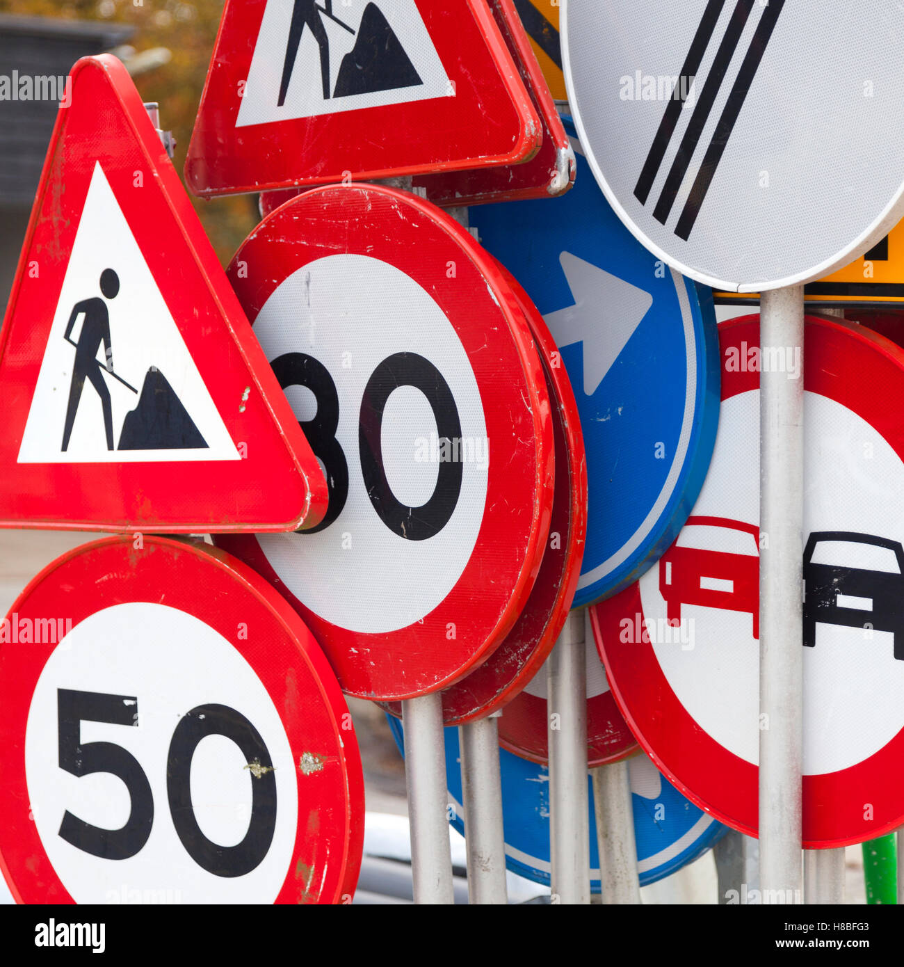 a lot of european street signs put together Stock Photo - Alamy
