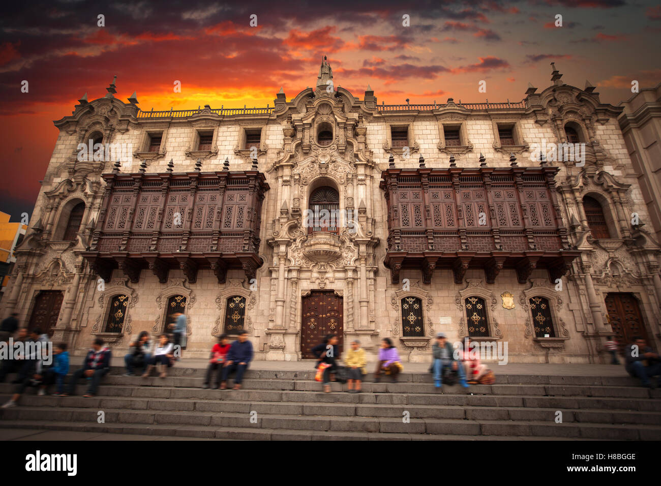 Panoramic view of Lima main square and cathedral church Stock Photo - Alamy