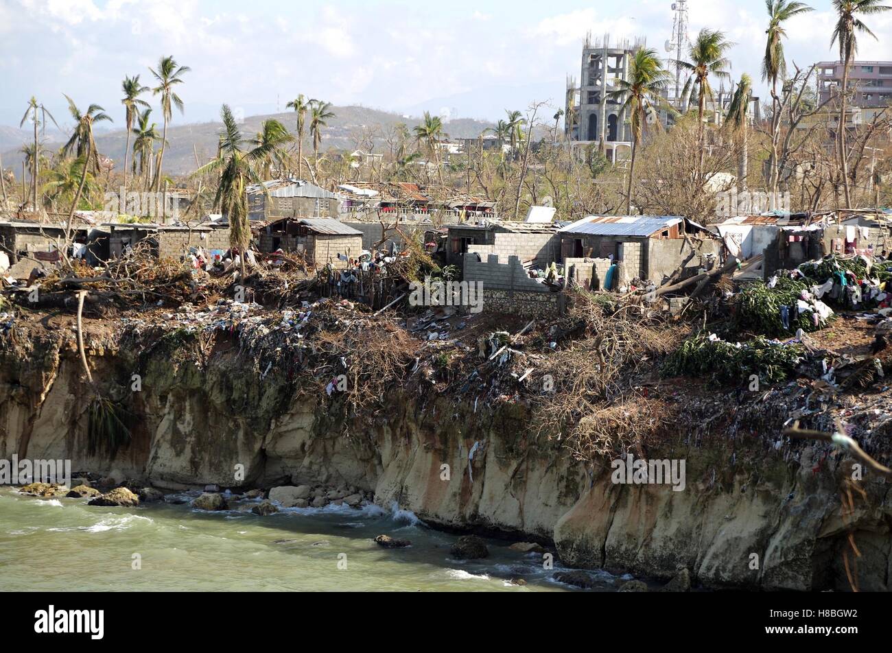 Village after the pass of Hurricane Matthew in the coastal zone of Town ...