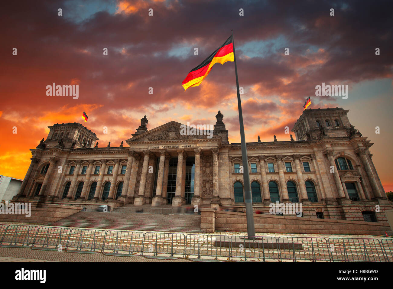 Facade view of the Reichstag (Bundestag) building in Berlin, Germany ...