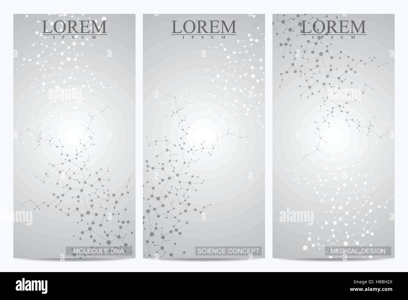 Set of modern vector flyers. Abstract background with molecule ...