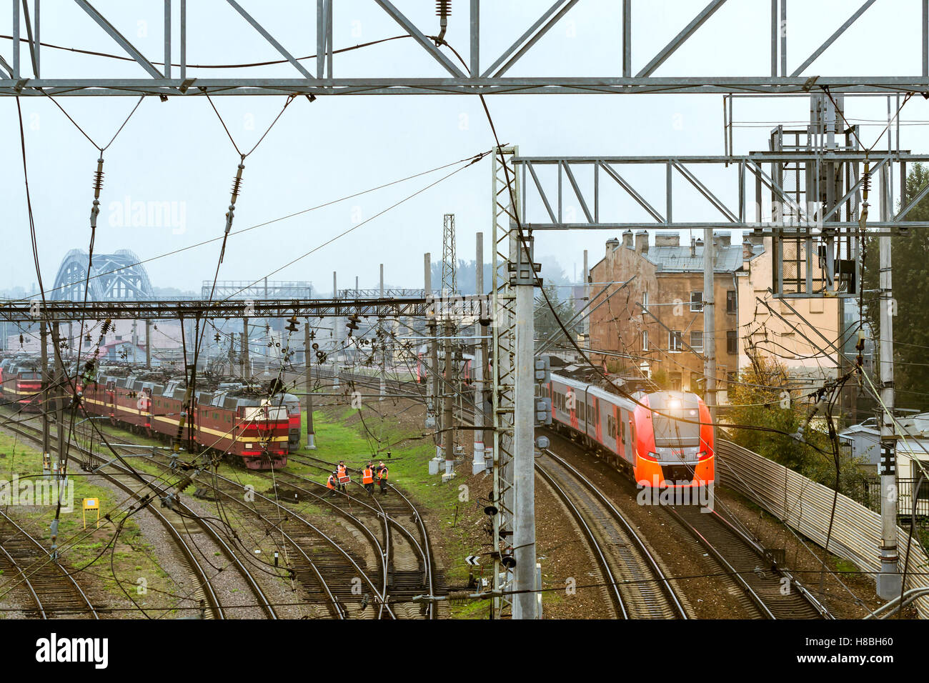 SAINT-PETERSBURG, RUSSIA - September 27, 2016: modern locomotive ...