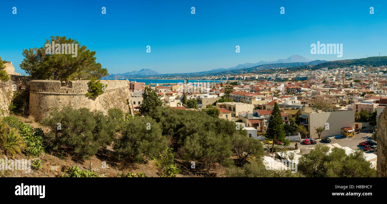 A view from the Fortezza (Fort) in the town of Rethymno on the Greek ...
