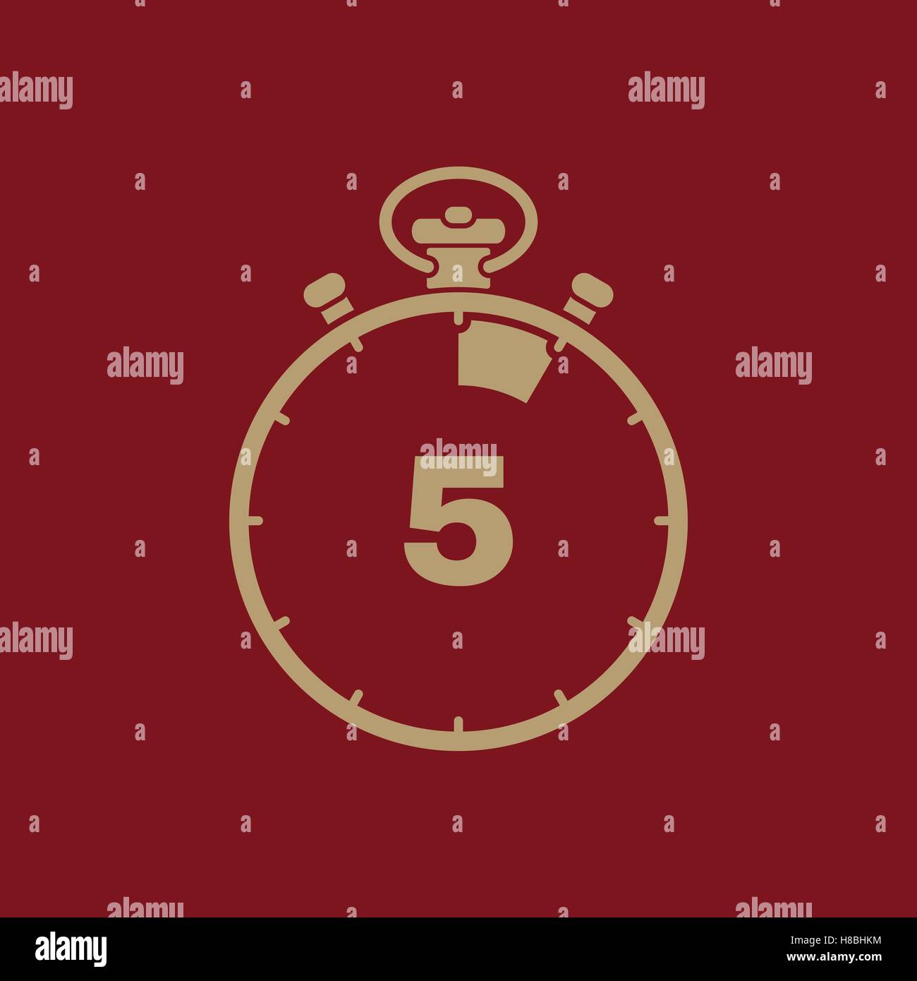 The 5 seconds, minutes stopwatch icon. Clock and watch, timer ...