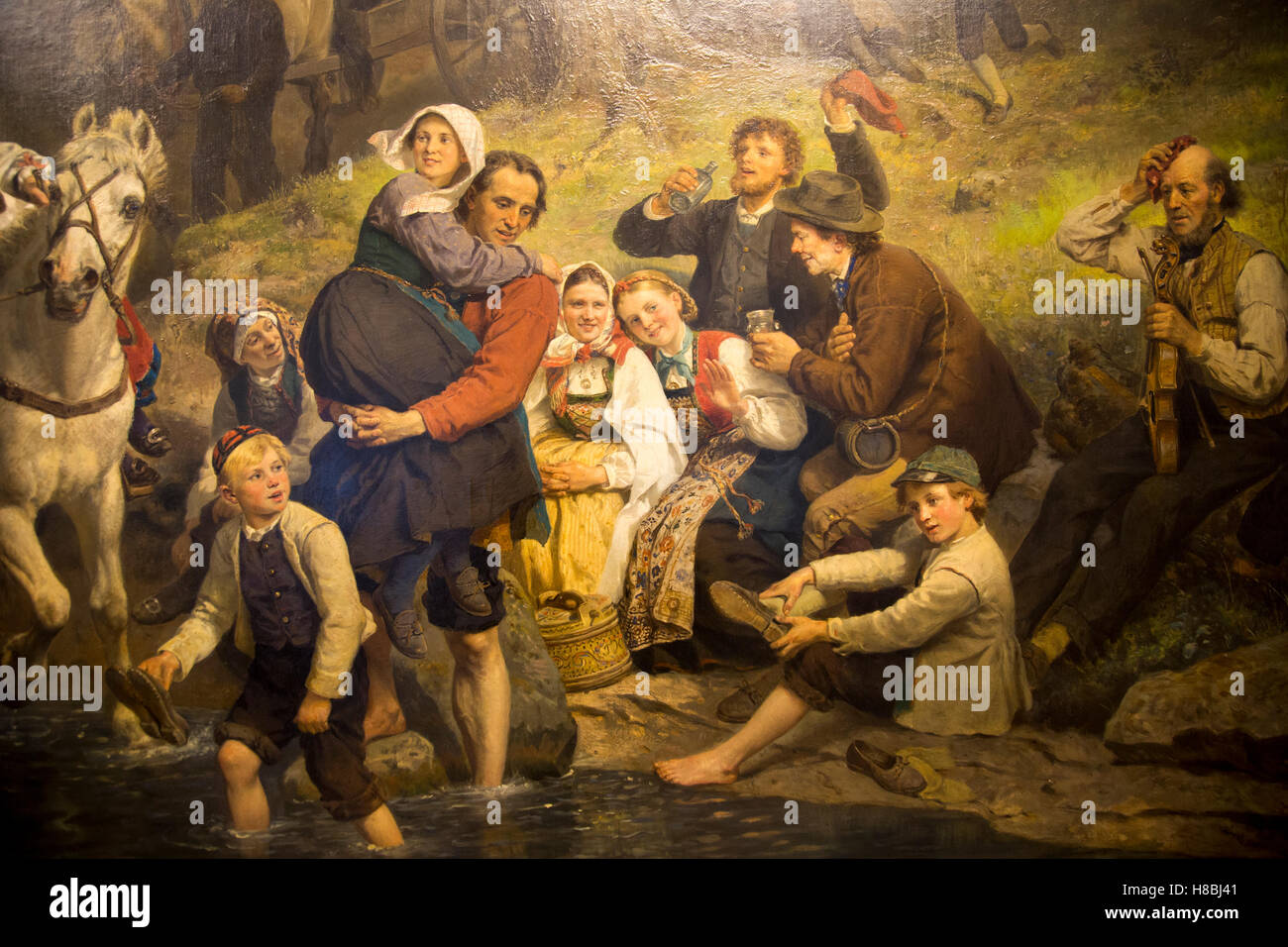 Detail of 'Wedding Procession through the Forest' 1873, oil painting on ...