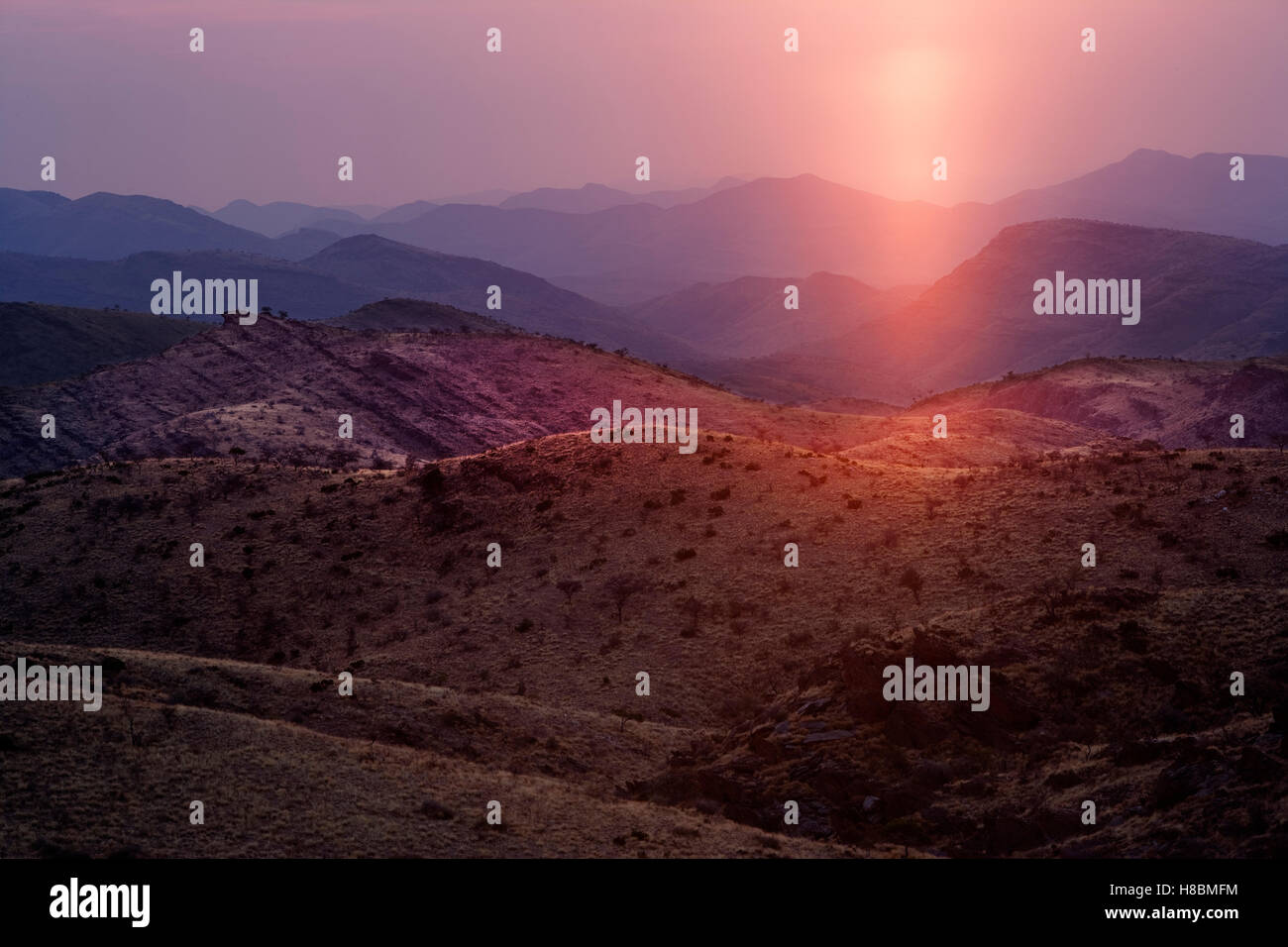 Gamsberg Pass at sunset, Namibia Stock Photo - Alamy