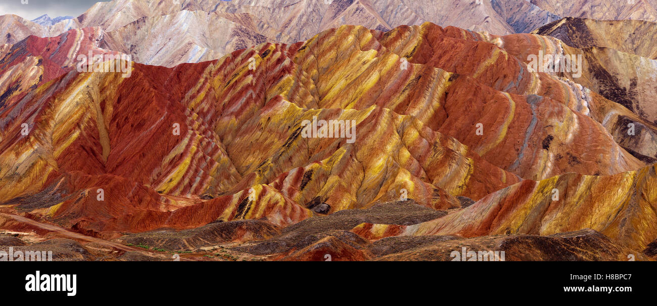Colorful rock formations, Zhangye Danxia National Geological Park ...
