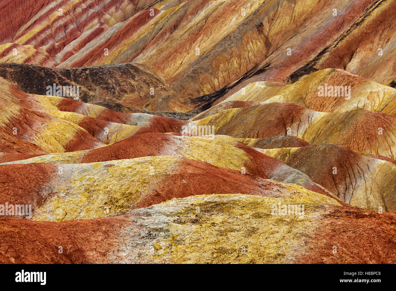 Colorful rock formations, Zhangye Danxia National Geological Park ...