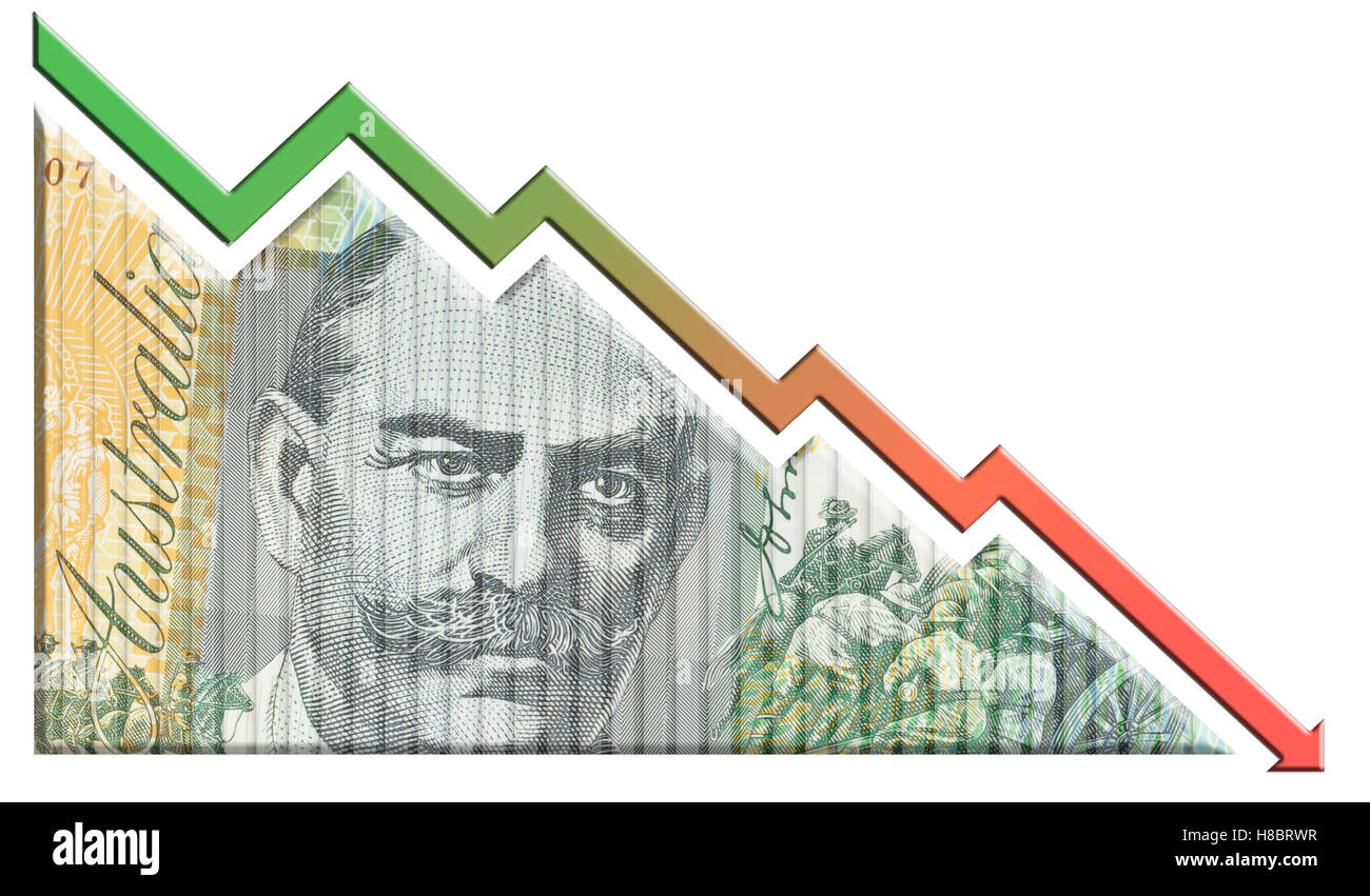 A money bill looking like a declining graph with an downward pointing ...