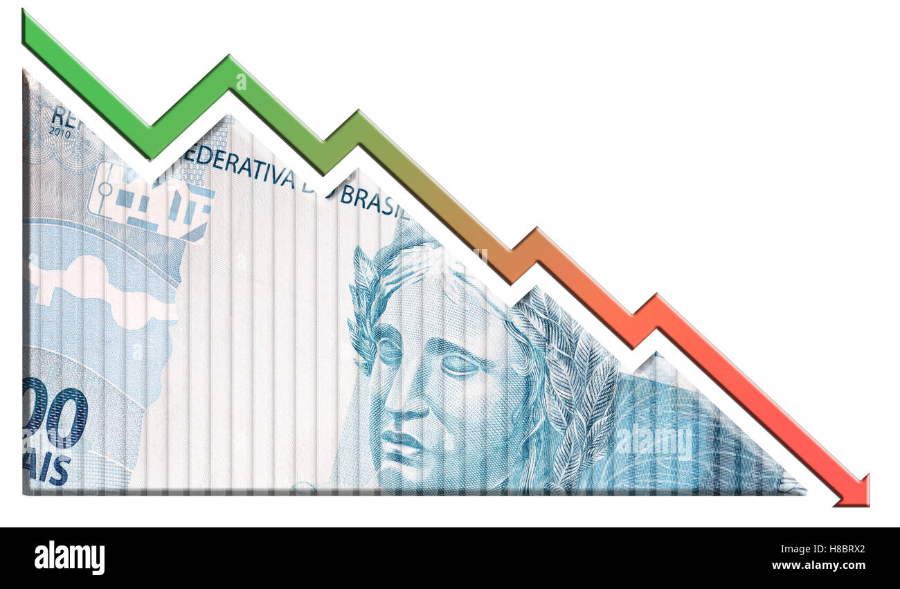 A money bill looking like a declining graph with an downward pointing ...