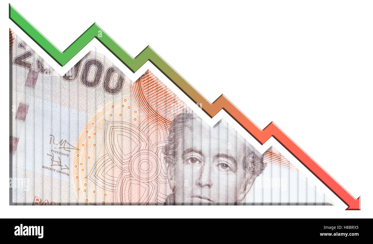 A money bill looking like a declining graph with an downward pointing ...