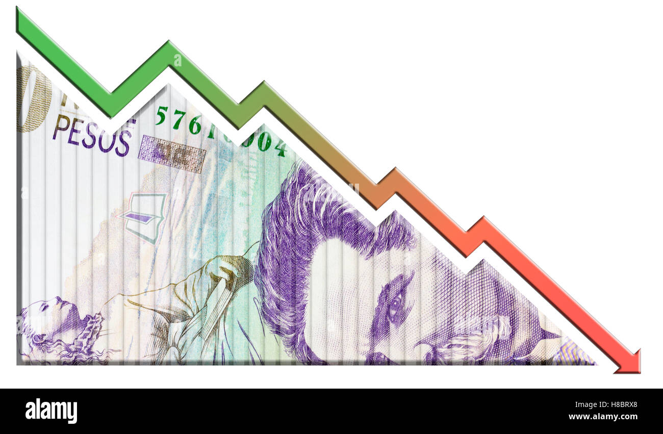 A money bill looking like a declining graph with an downward pointing ...