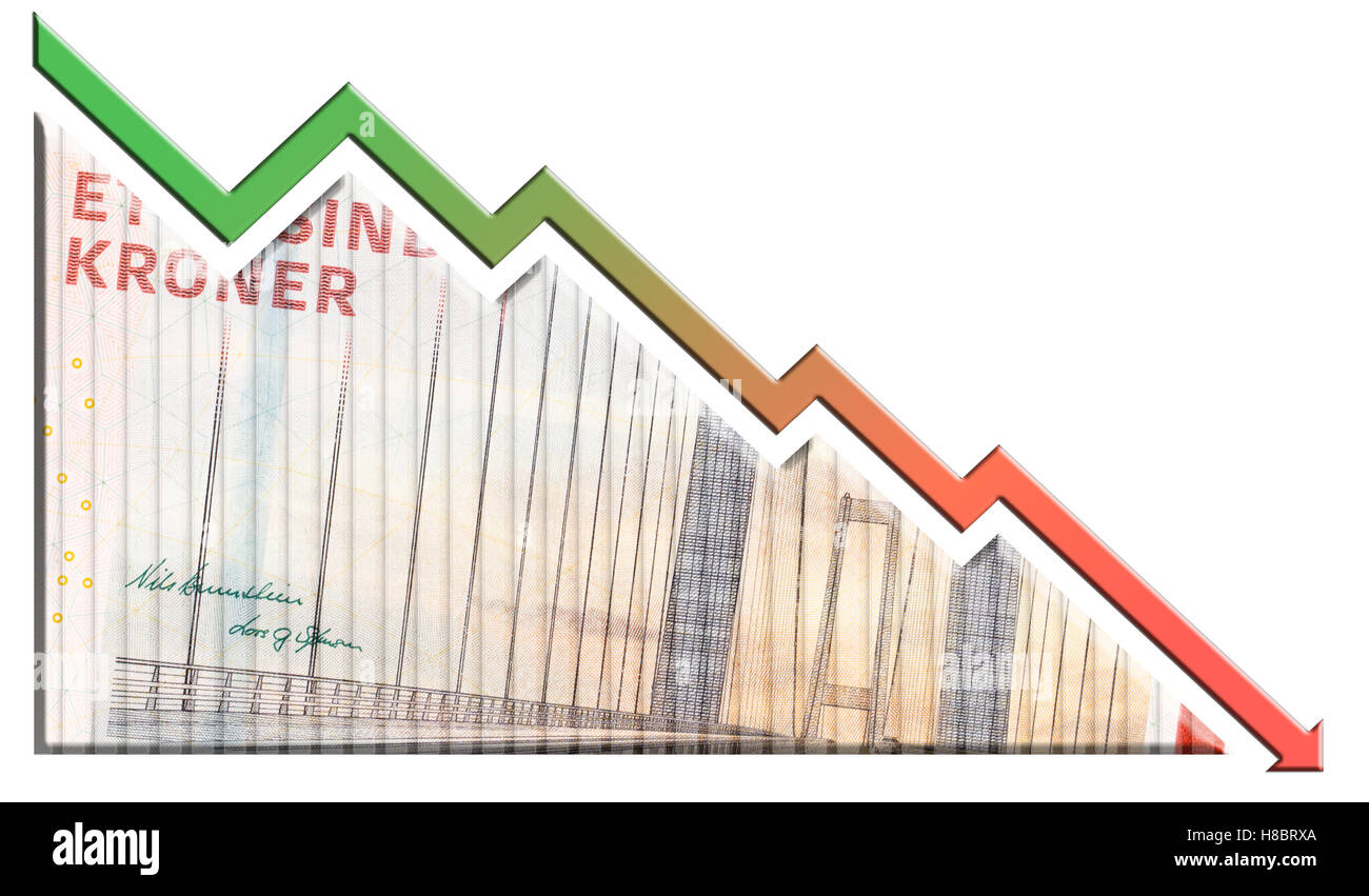 A money bill looking like a declining graph with an downward pointing ...