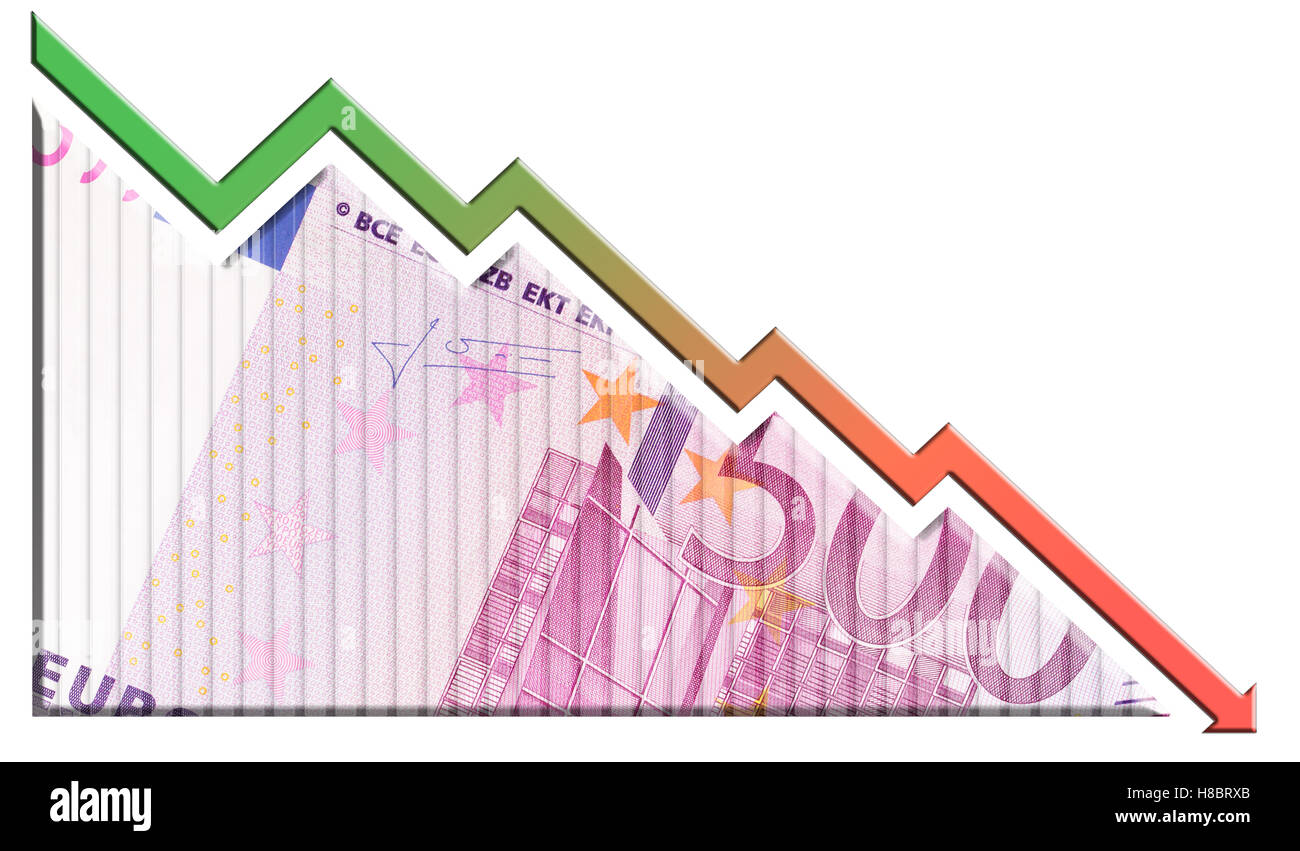 A money bill looking like a declining graph with an downward pointing ...