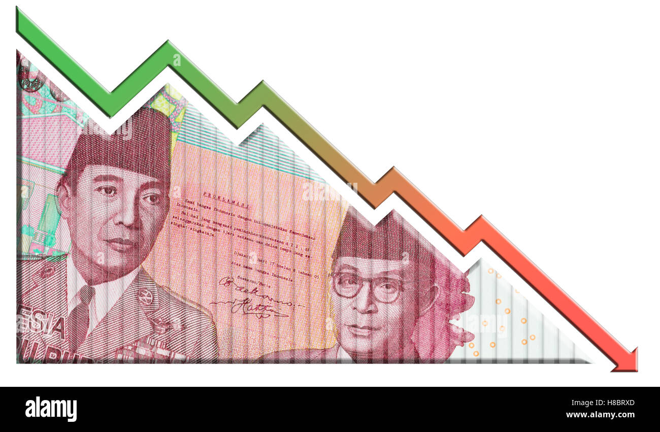 A money bill looking like a declining graph with an downward pointing ...