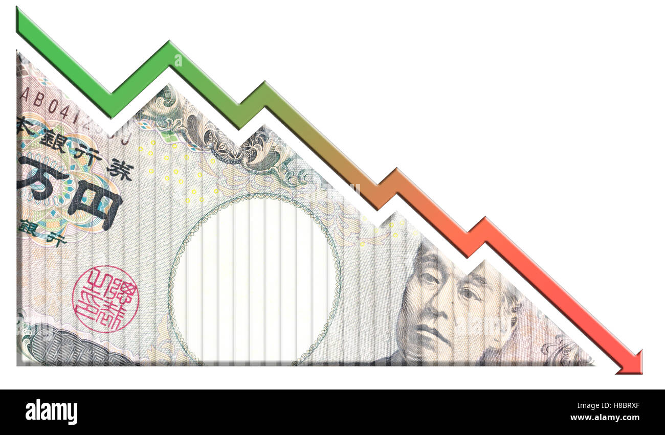 A money bill looking like a declining graph with an downward pointing ...