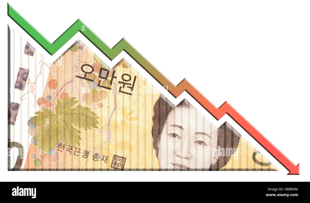 A money bill looking like a declining graph with an downward pointing ...