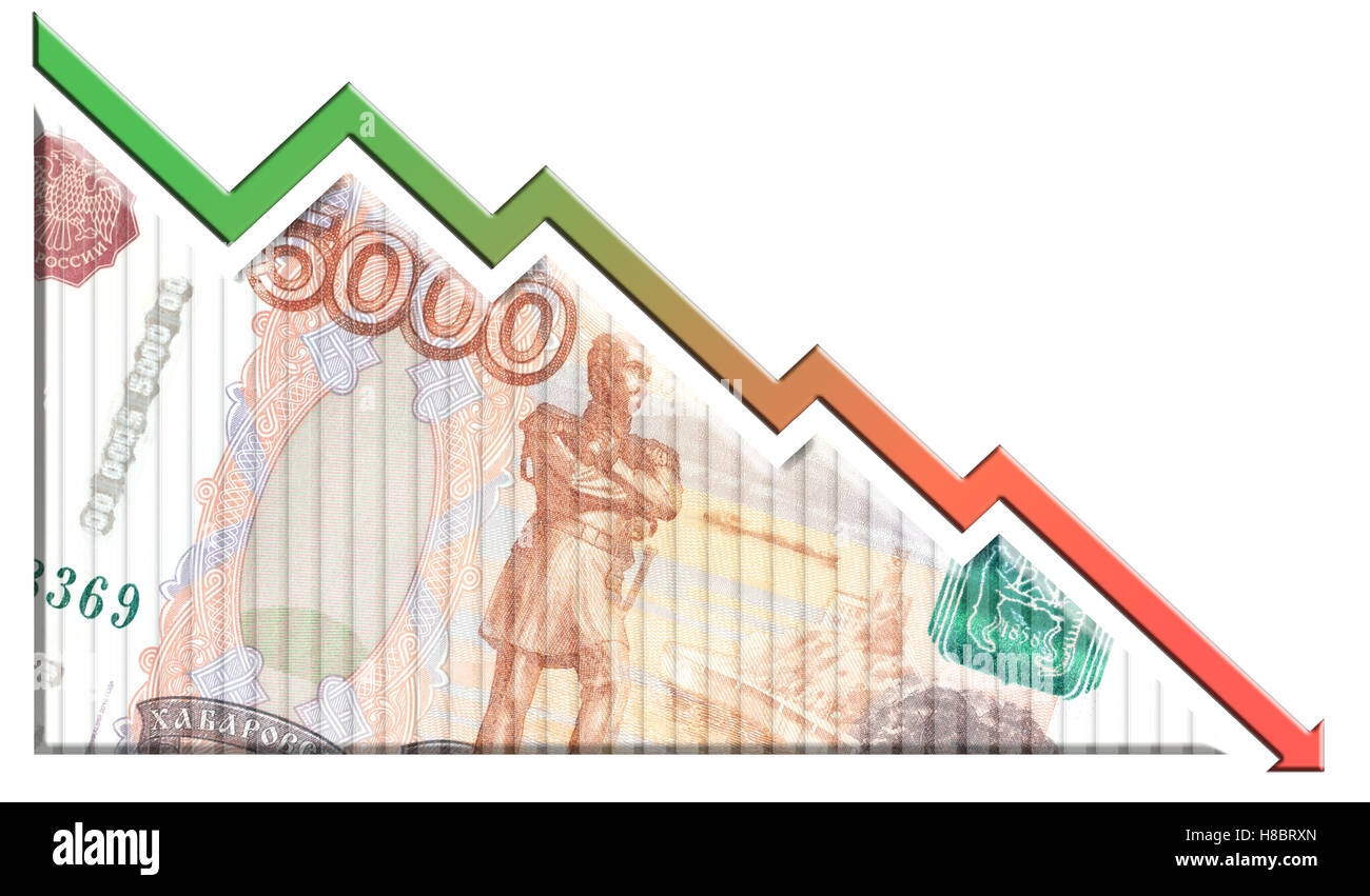 A money bill looking like a declining graph with an downward pointing ...