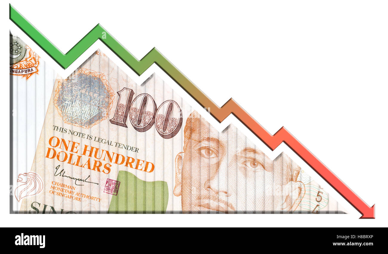 A money bill looking like a declining graph with an downward pointing ...