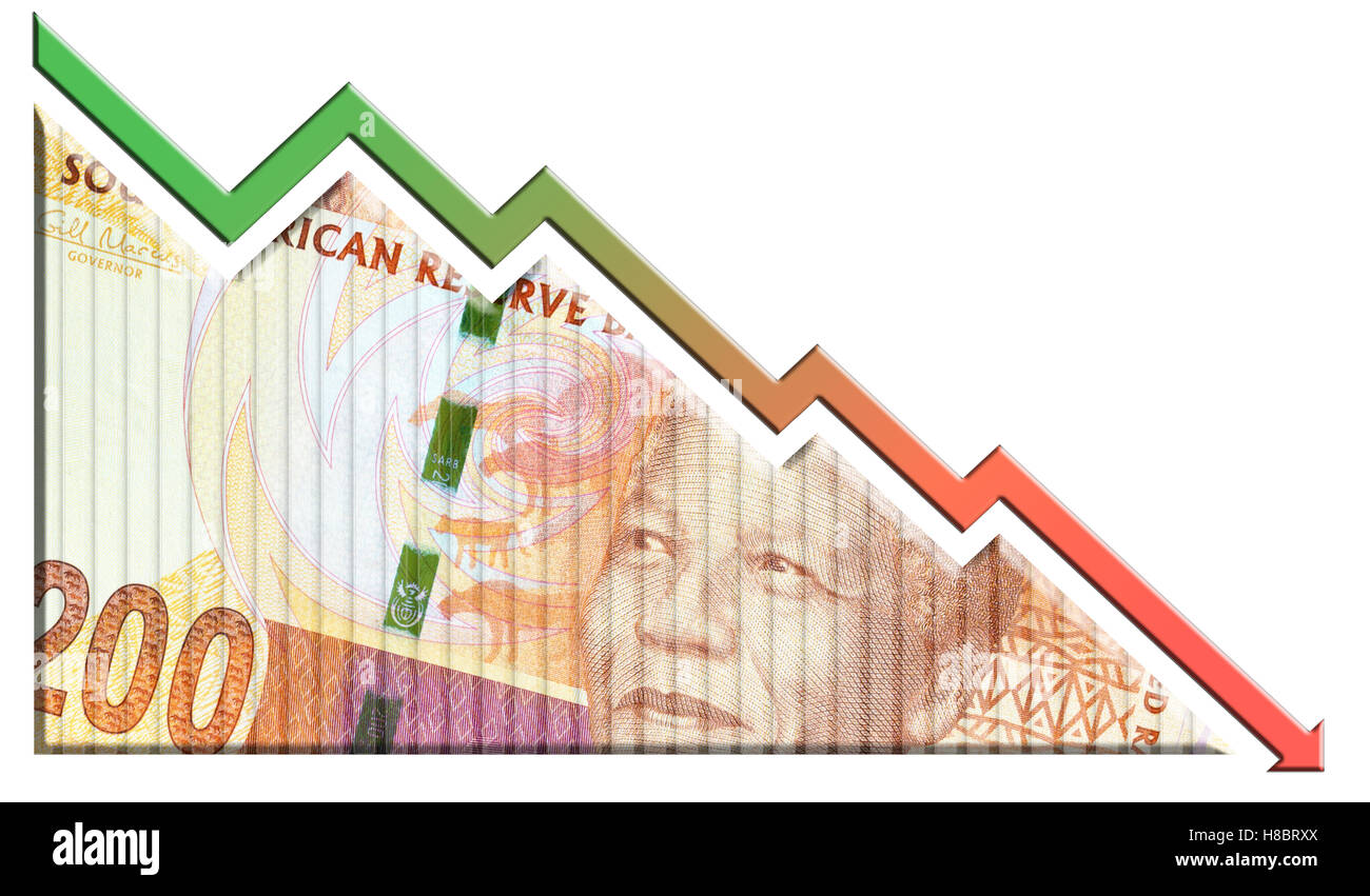 A money bill looking like a declining graph with an downward pointing ...