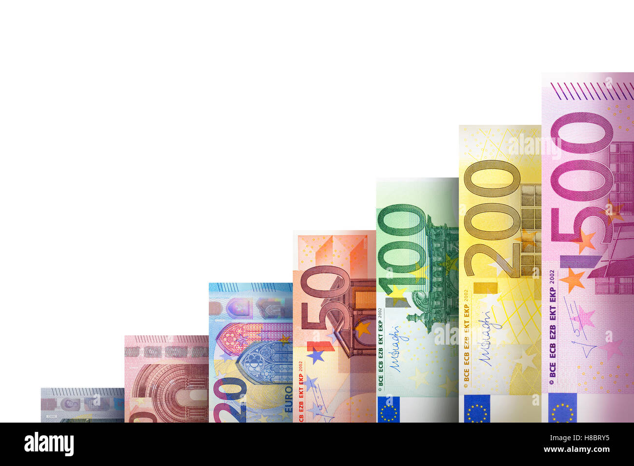 Paper money bills growing in size and value looking like a financial ...