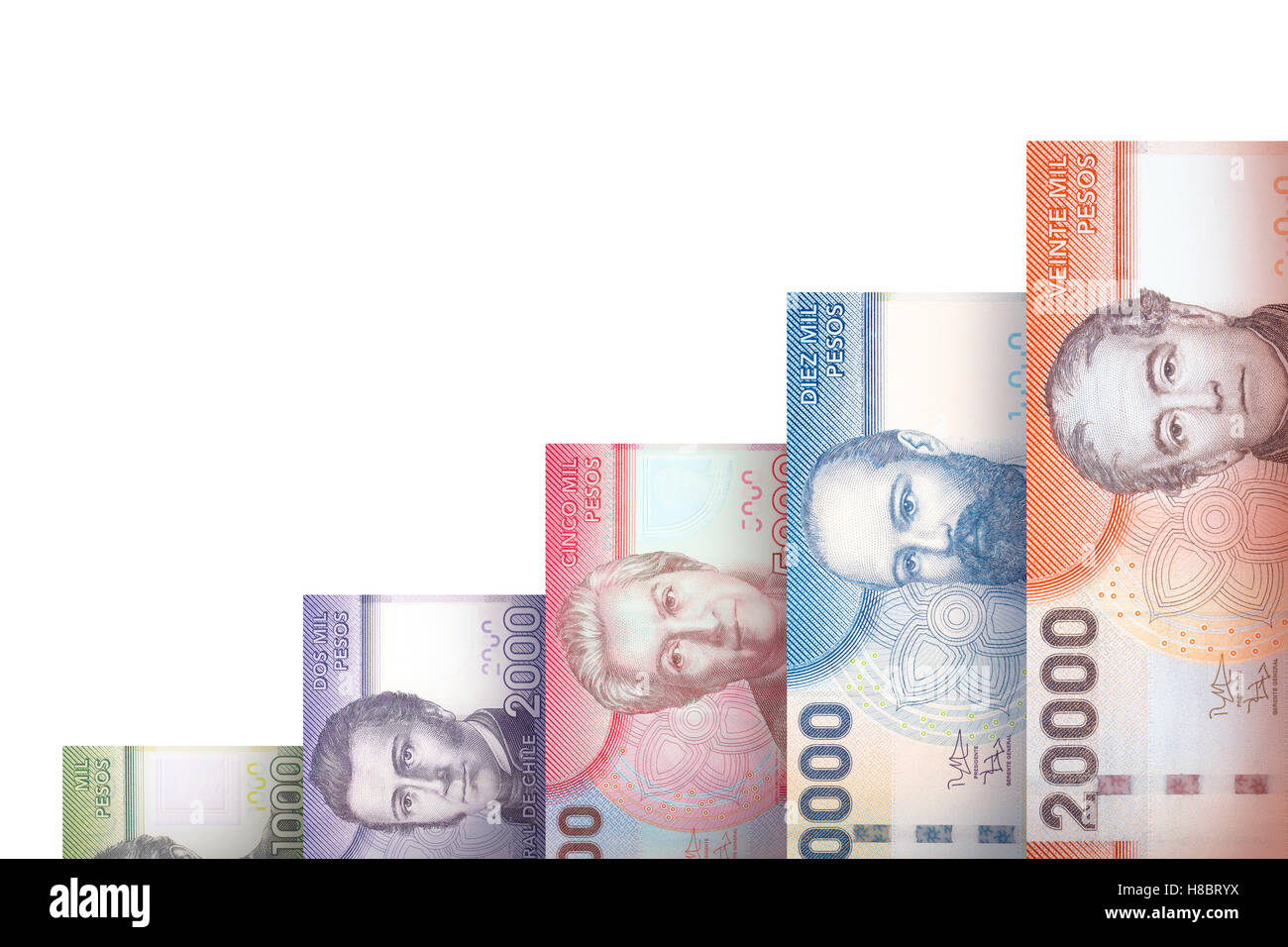 Paper money bills growing in size and value looking like a financial ...