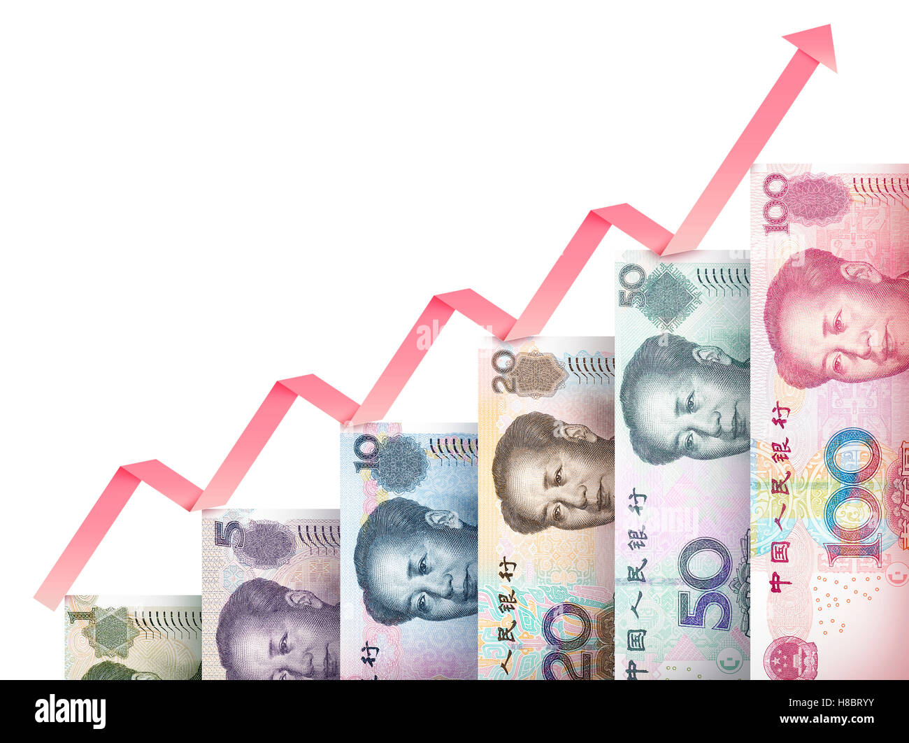 Paper money bills growing in size and value looking like a financial ...