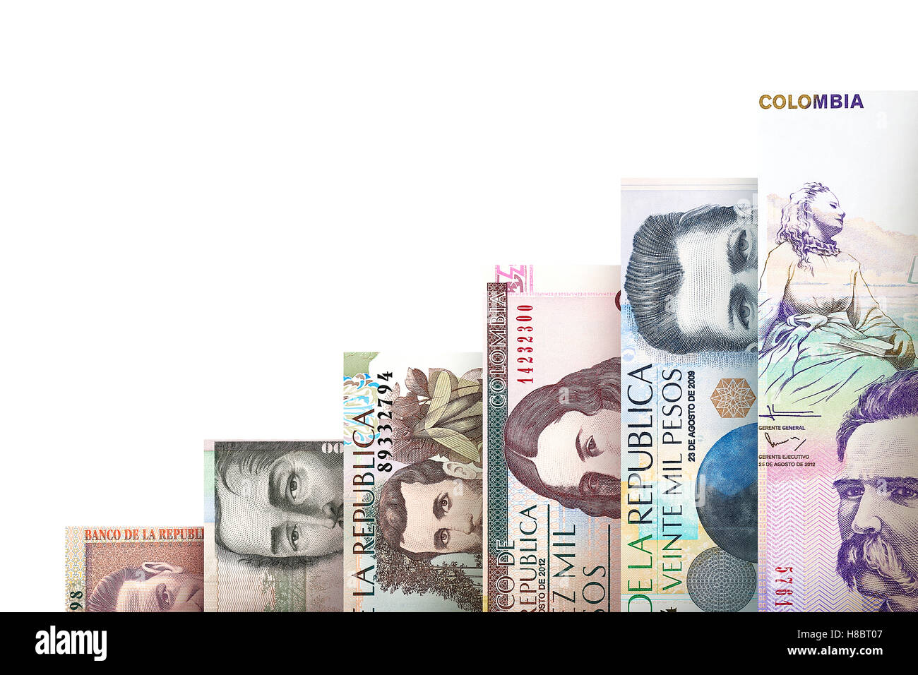 Paper money bills growing in size and value looking like a financial ...