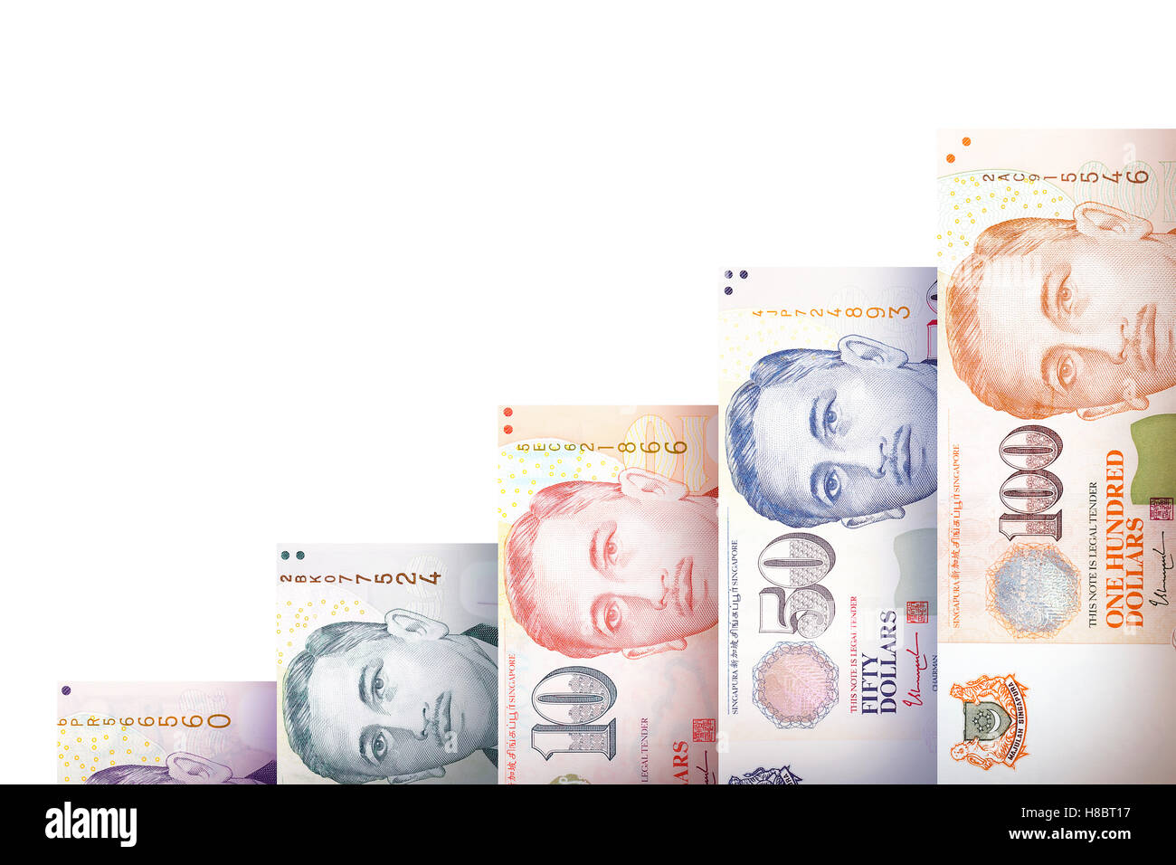 Paper money bills growing in size and value looking like a financial ...