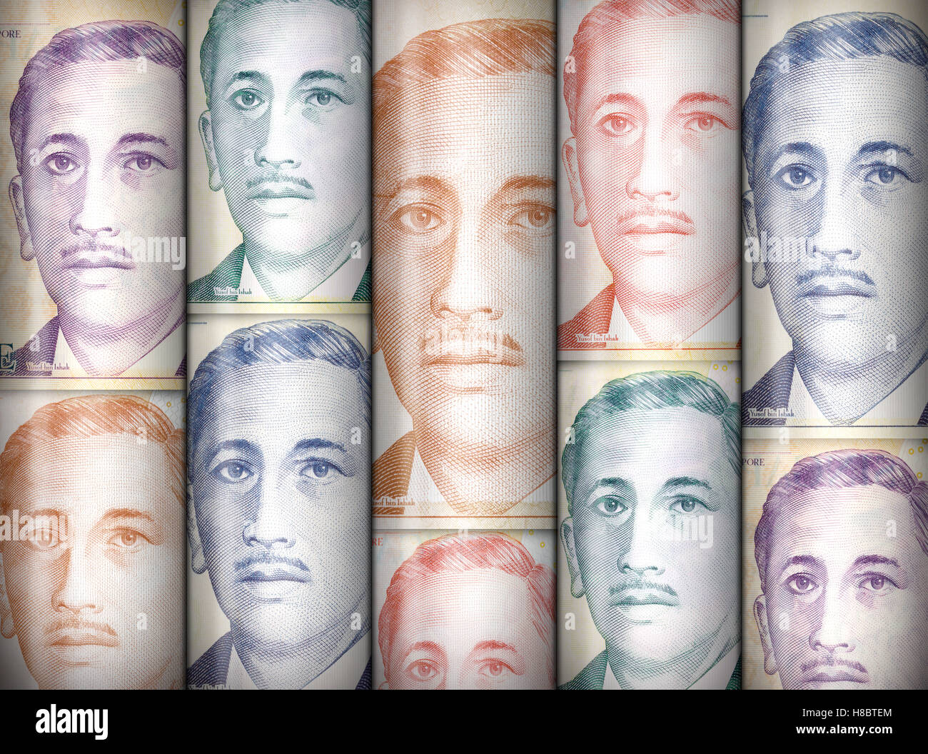 Different money bills stacke over each other forming a money wall Stock ...