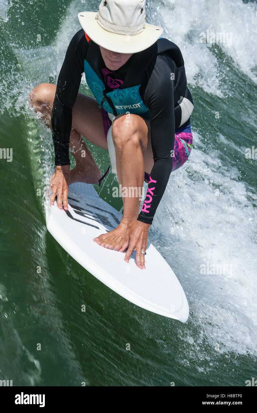 Competition-winning wakesurfer on Lake Hartwell in Georgia/South ...