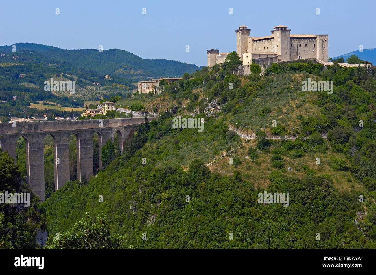 Spoleto, Albornoz Castle, Rocca Albornoz, Papal fortress, Umbria, Ponte ...