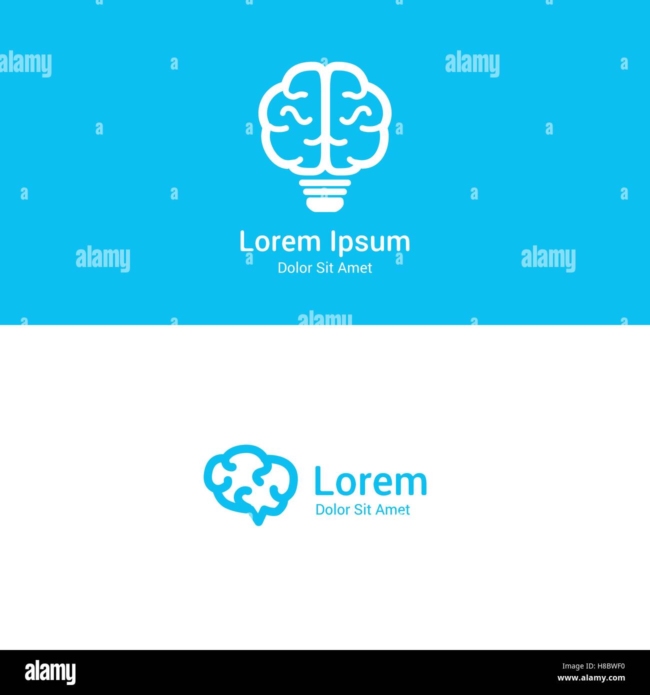 Human brain logo, label, badge and idea icons. Vector illustration ...