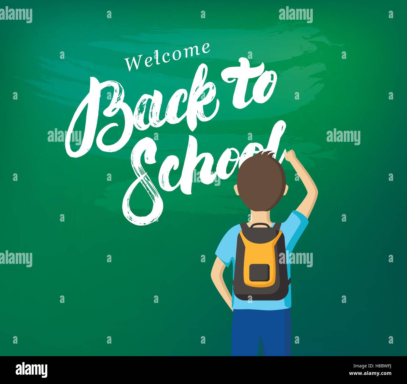 Welcome Back to School hand written lettering calligraphy. Schoolboy ...