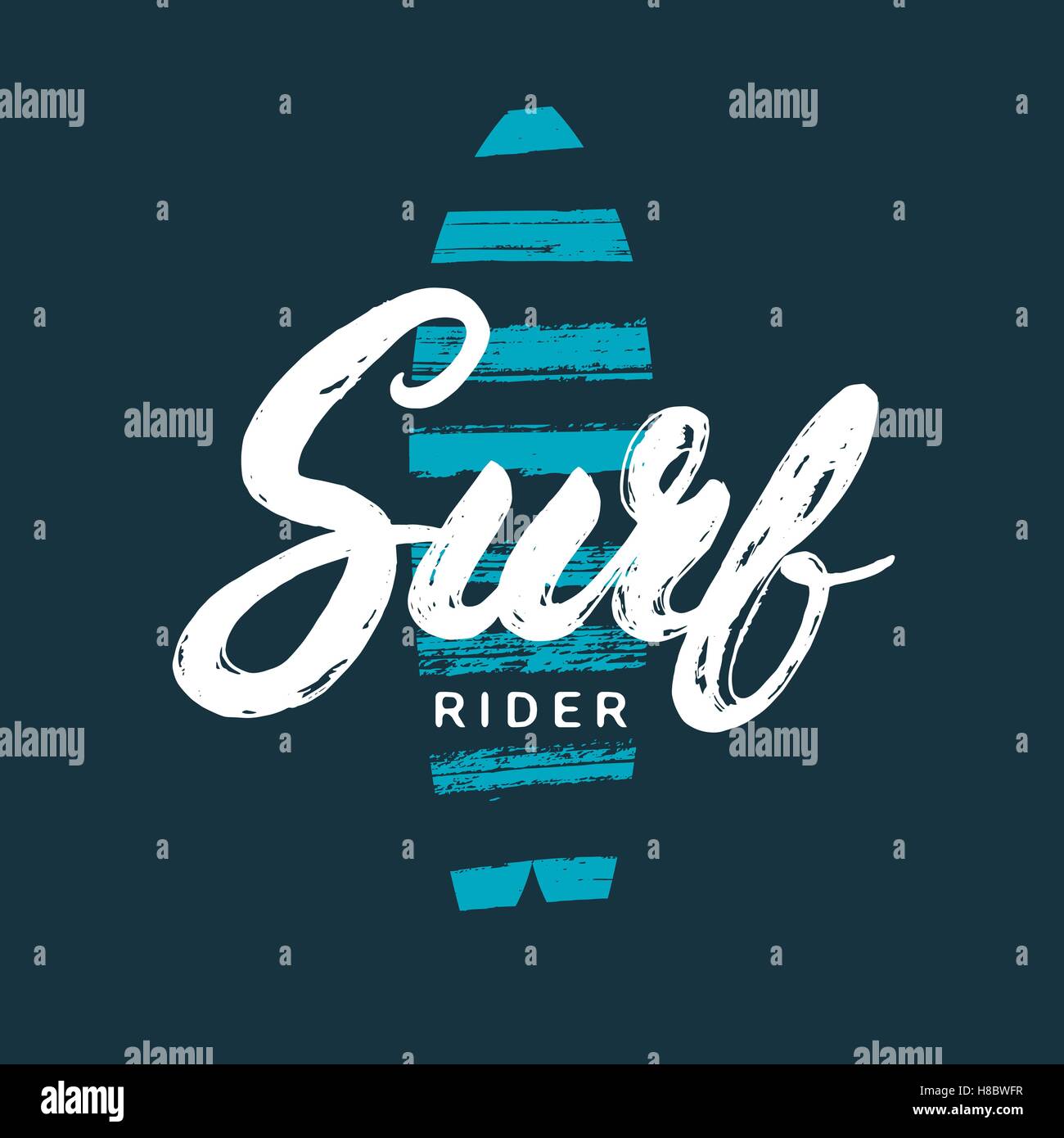 Surf rider hand written lettering. Brush texture. Typography, tee print ...