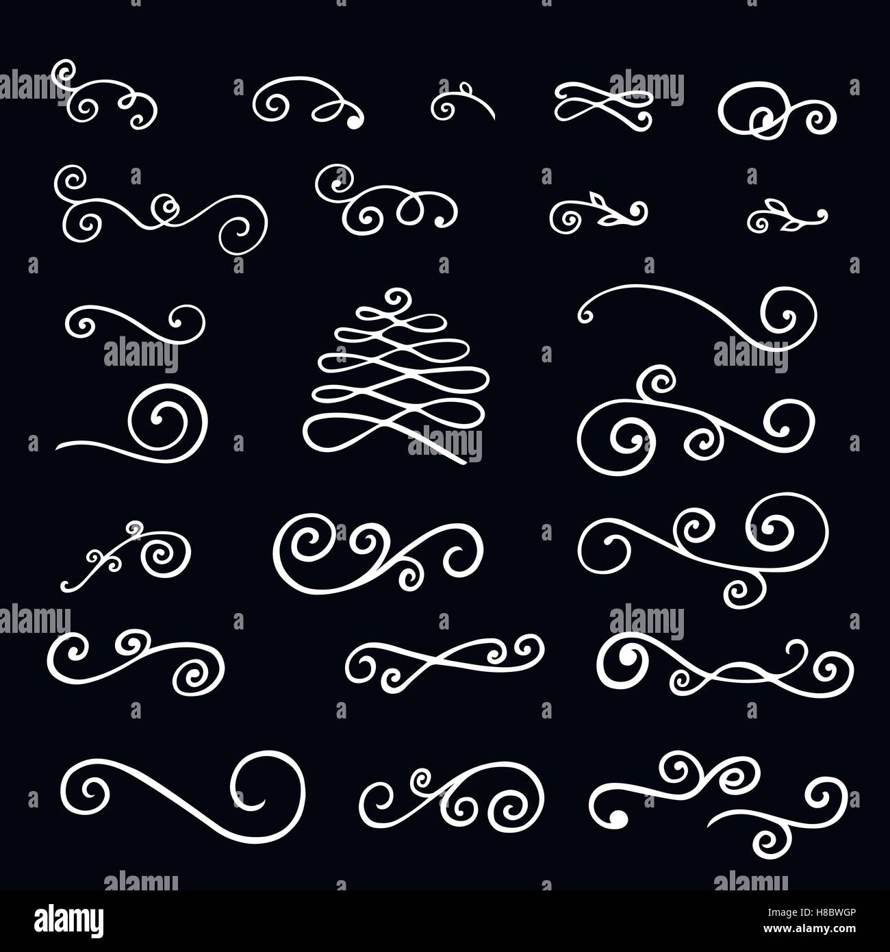 Hand drawn swirls and decorative floral curls collection. Design ...