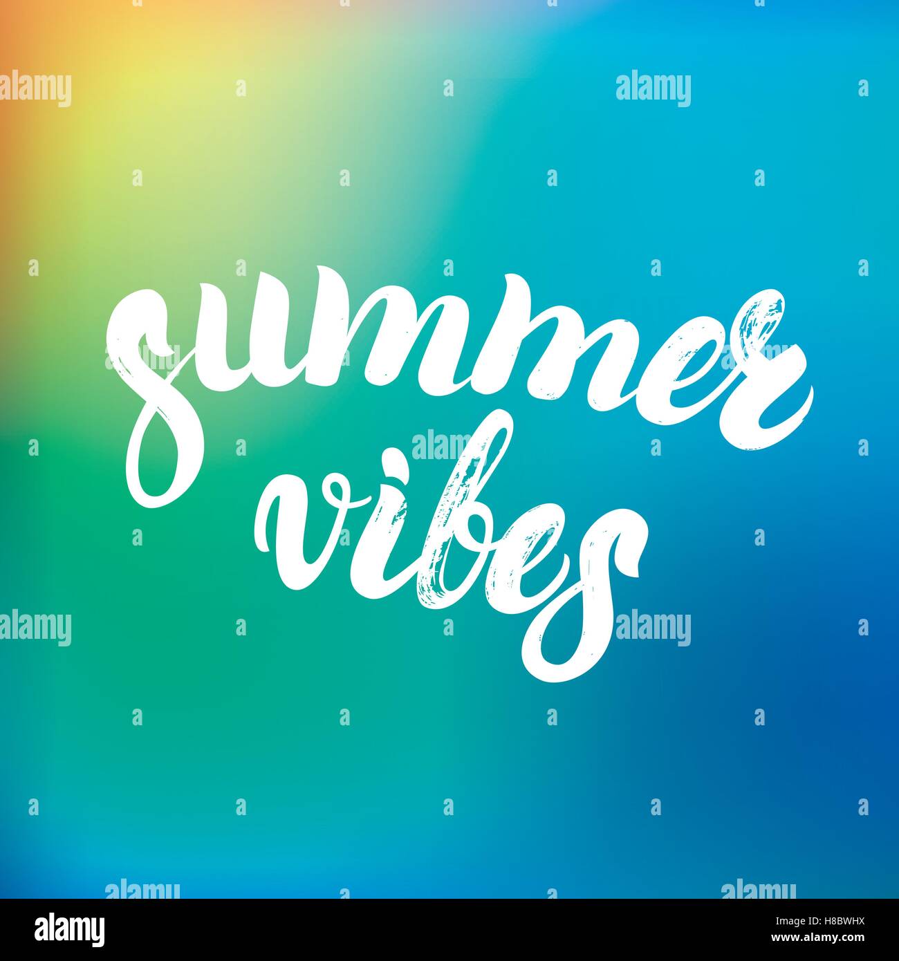 Summer vibes hand written lettering on a colorful background. Gradient ...