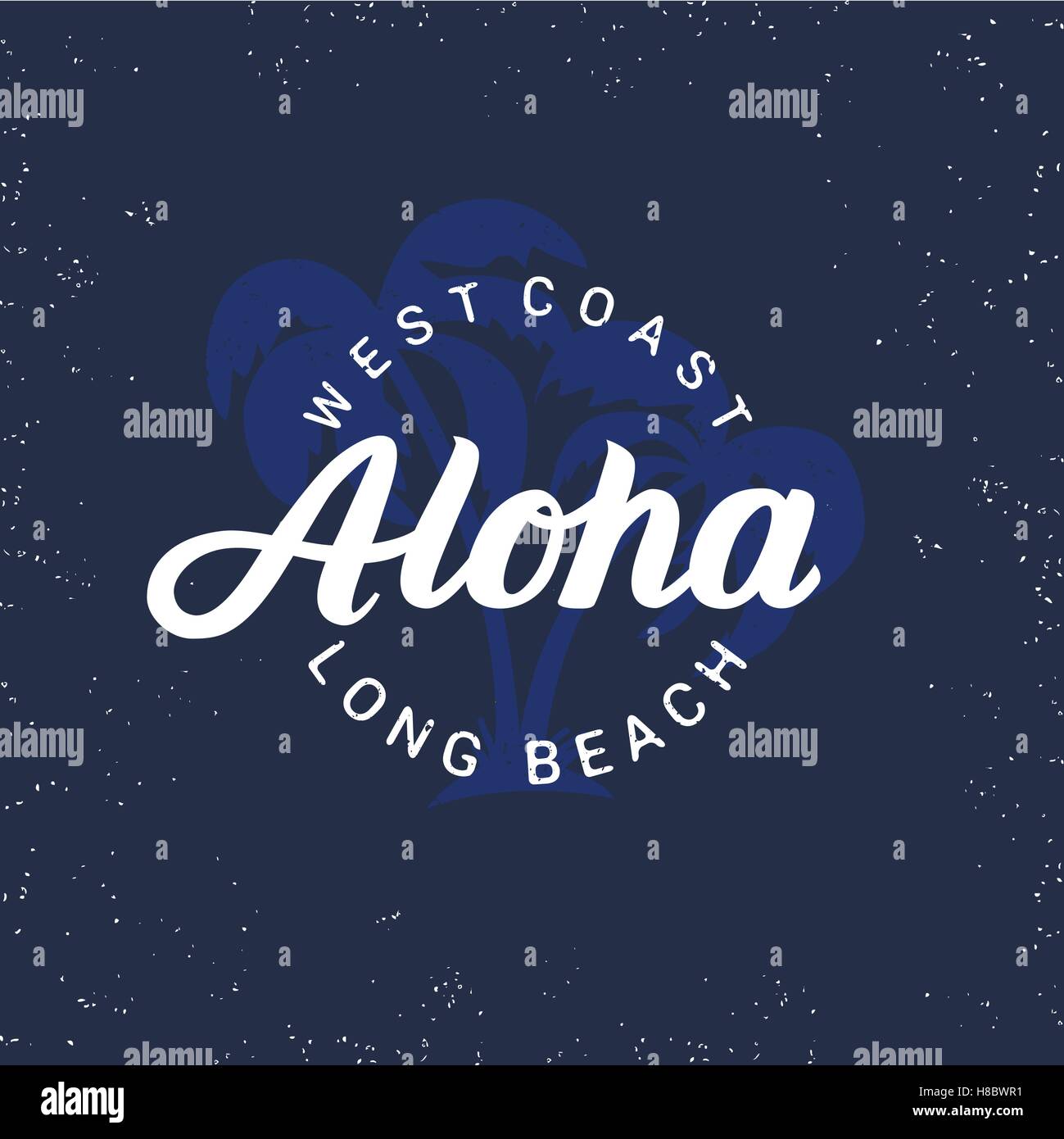 Aloha hand written lettering with palms. Apparel design. Tee print on ...