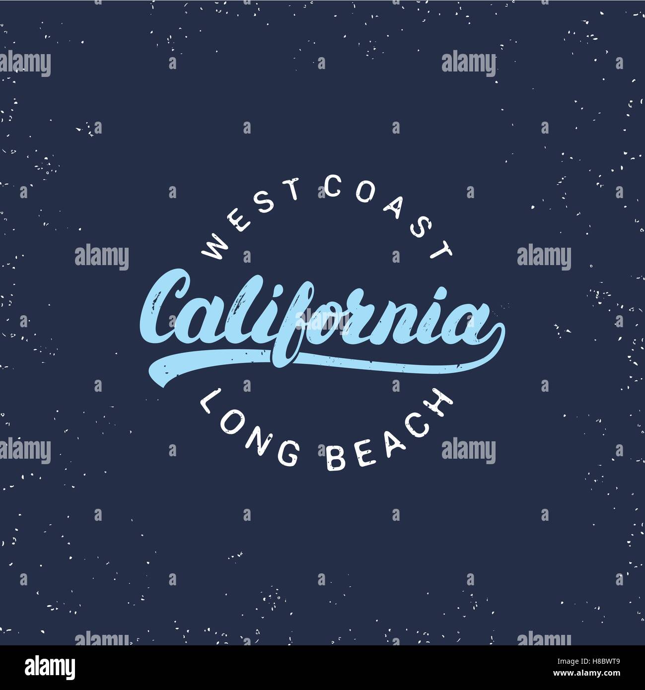 California hand written lettering. Grunge texture. Typography tee print ...